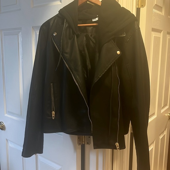 Jackets & Coats | Dex Mock Leather Jacket With Cotton Hood | Poshmark
